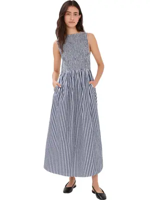 Hill House Home Cosima Nap Dress - Navy Stripe