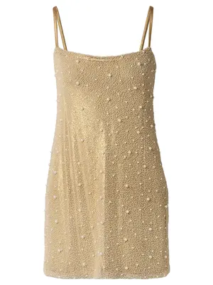 SARA CRISTINA Mare Embellished Tulle Mini Dress - Gold