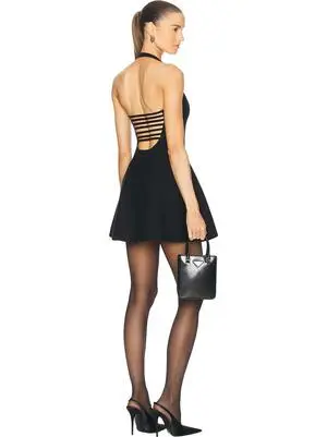 FLEUR DU MAL Bondage Knit Flare Mini Dress Black