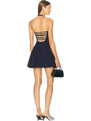 FLEUR DU MAL Bondage Knit Flare Mini Dress Midnight Navy