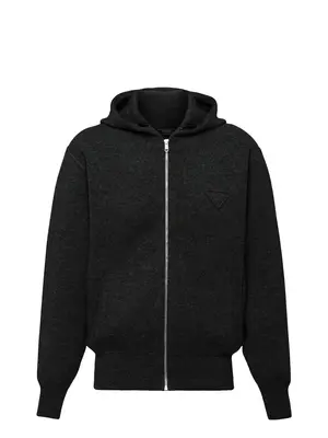 Prada Cashmere Knitted Zip-up Hoodie - Black