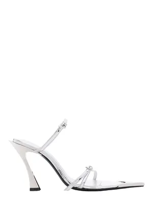 MUGLER 100mm Metallic-leather Mules - Silver