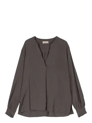 BLANCA VITA Band-collar Blouse - Grey