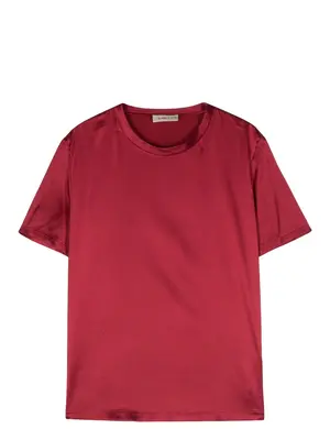 BLANCA VITA Crew-neck Satin T-shirt - Red