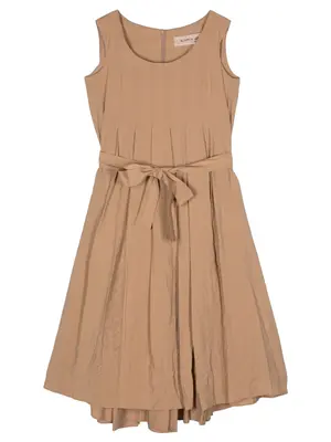 BLANCA VITA Sleeveless Pleated Midi Dress - Neutrals