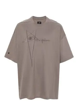 Rick Owens Logo-embroidered Cotton T-shirt - Grey