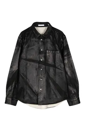 Helmut Lang Foil-print Denim Shirt Jacket - Black