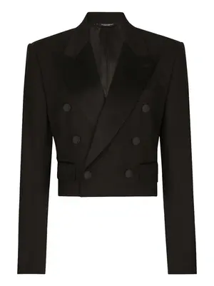 Dolce & Gabbana Double-breasted Cropped Blazer - Black