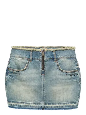 Guess Frayed-brim Denim Miniskirt - Blue