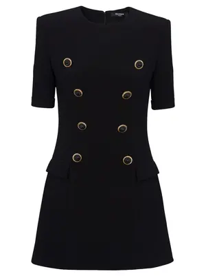 Balmain Tailored Textured Mini Dress - Black