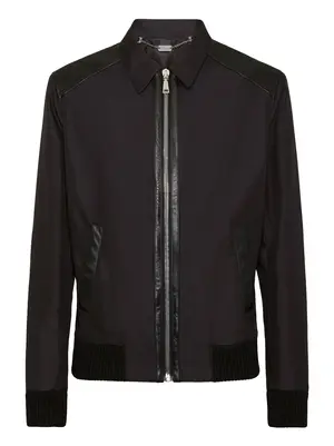 BILLIONAIRE Leather-trim Bomber Jacket - Black