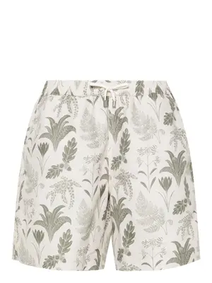 Sunspel Leaf-print Swim Shorts - Neutrals