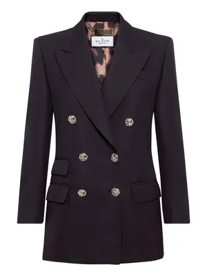 Philipp Plein Double-breasted Wool Blazer - Blue