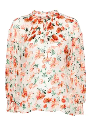 Alice + Olivia Julius Floral-jacquard Organza Blouse - Neutrals