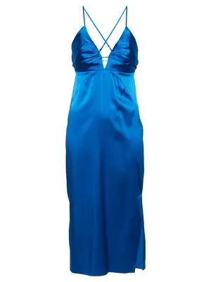 Calvin Klein V-neck Midi Dress - Blue