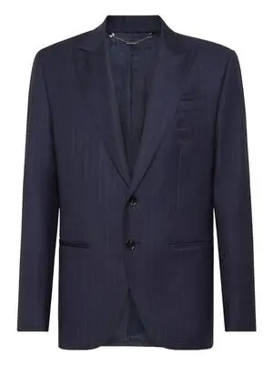 BILLIONAIRE Pinstripe Wool Blazer - Blue
