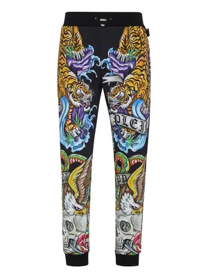 Philipp Plein Tattoo-print Drawstring Track Pants - Black