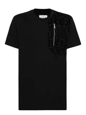 Philipp Plein Logo-panel Zip-detail T-shirt - Black