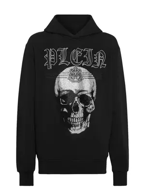 Philipp Plein Skull-print Rhinestone-embellished Hoodie - Black