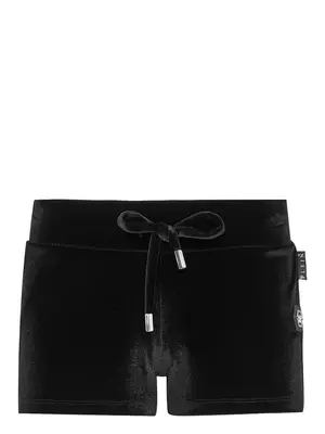 Philipp Plein Gothic Plein-print Velvet Shorts - Black