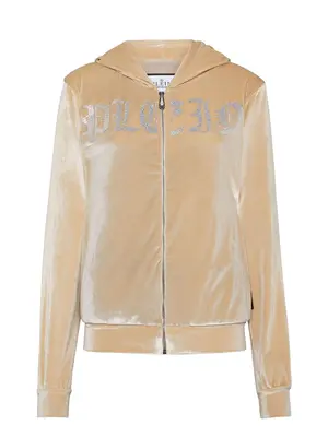 Philipp Plein Gothic Plein Velour Hoodie - Neutrals