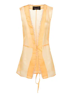 Fabiana Filippi Bead-detailed Sheer Top - Orange