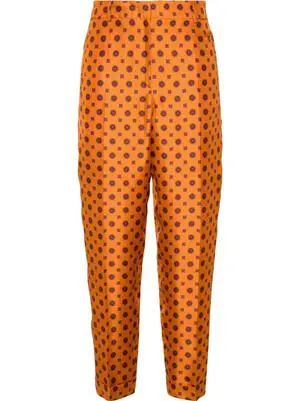 Alberto Biani Geometric-print Tapered Trousers - Orange