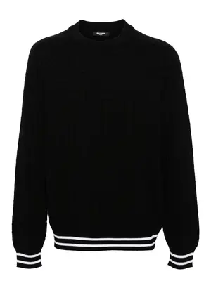 Balmain Patterned Jacquard Merino Jumper - Black