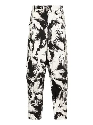 LANEUS Printed Cotton Trousers - Neutrals