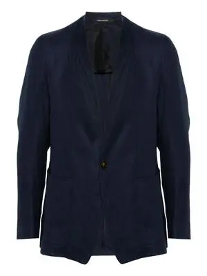 Tagliatore Single-breasted Linen Blazer - Blue