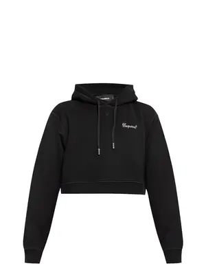 Dsquared2 Rhinestone-logo Cropped Hoodie - Black