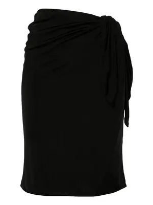 Saint Laurent Wrap Midi Skirt - Black