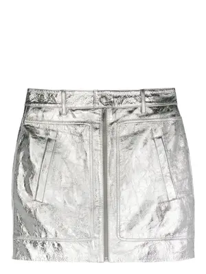 Zadig&Voltaire Jinette Mini Leather Skirt - Silver