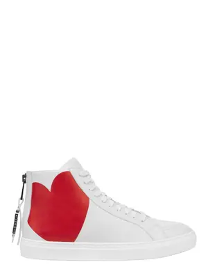 Moschino Heart-print Hi-top Sneakers - White