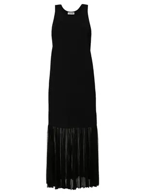 JIL SANDER Plissé-detailed Knitted Maxi Dress - Black