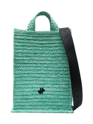Patou Jp-patch Raffia Tote Bag - Green