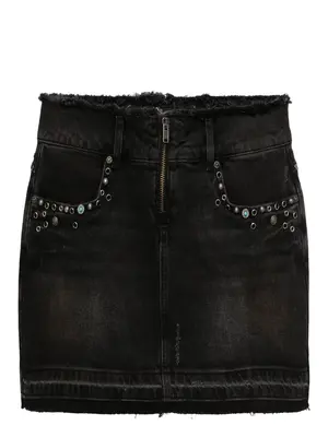 Guess Frayed-brim Denim Miniskirt - Black