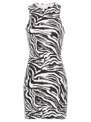 ROTATE BY BIRGER CHRISTENSEN Zebra-print Sequin Embellished Dress - White