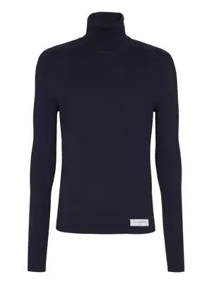 Balmain Logo-tag Merino-wool Jumper - Blue