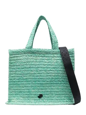 Patou Large Jp Raffia Tote Bag - Green