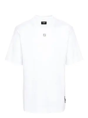 Fendi Ff-plaque Cotton T-shirt - White
