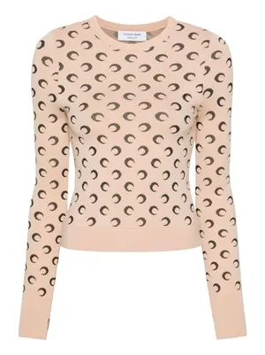 MARINE SERRE Crescent Moon Jacquard Jumper - Neutrals