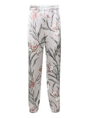 Saint Laurent Floral-print Tapered Trousers - Grey