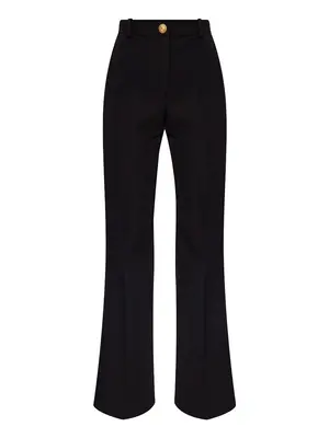 Balmain Flared Virgin Wool Trousers - Black