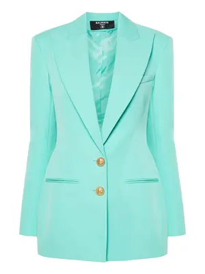 Balmain Virgin Wool Single-breasted Blazer - Blue