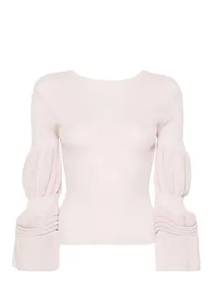 Issey Miyake Bell-sleeves Ribbed-knit Top - Pink