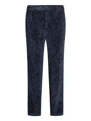 Etro Paisley Jacquard Slim-cut Trousers - Blue