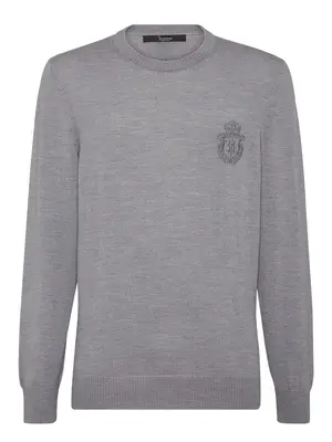 BILLIONAIRE Logo-embroidered Wool Jumper - Grey