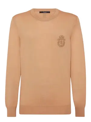 BILLIONAIRE Logo-embroidered Wool Jumper - Neutrals