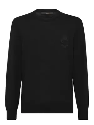 BILLIONAIRE Logo-embroidered Wool Jumper - Black